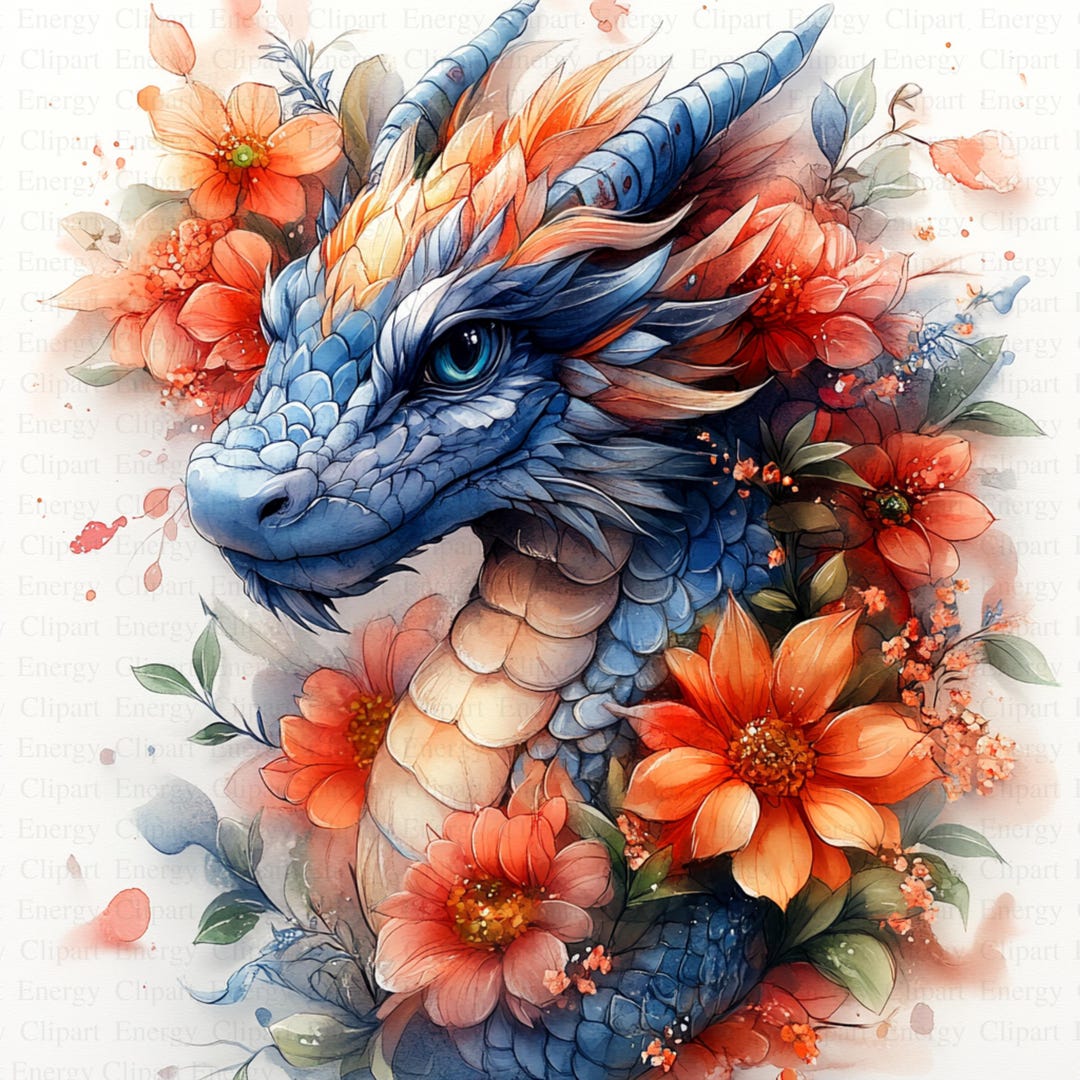 Floral Dragons Clipart | 5 High Quality Jpg's | Digital Download ...