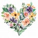 Watercolor Floral Hearts Clipart | 5 High Quality Jpg's | Digital ...