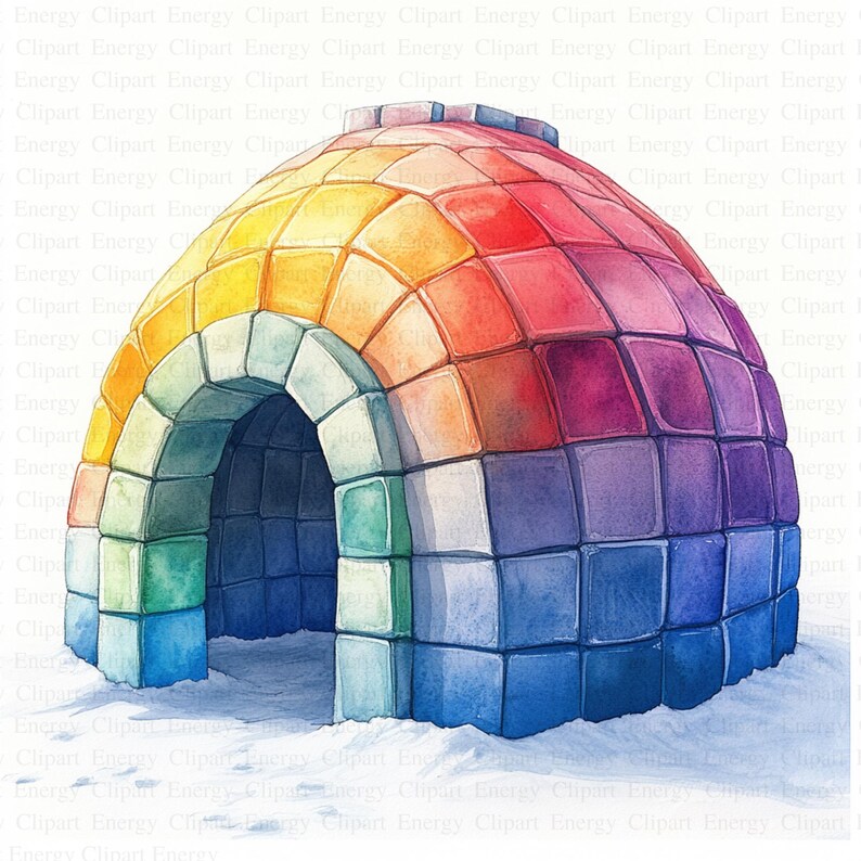 Igloo Clipart 5 High Quality Jpgs Instant Digital Download Mixed Media ...