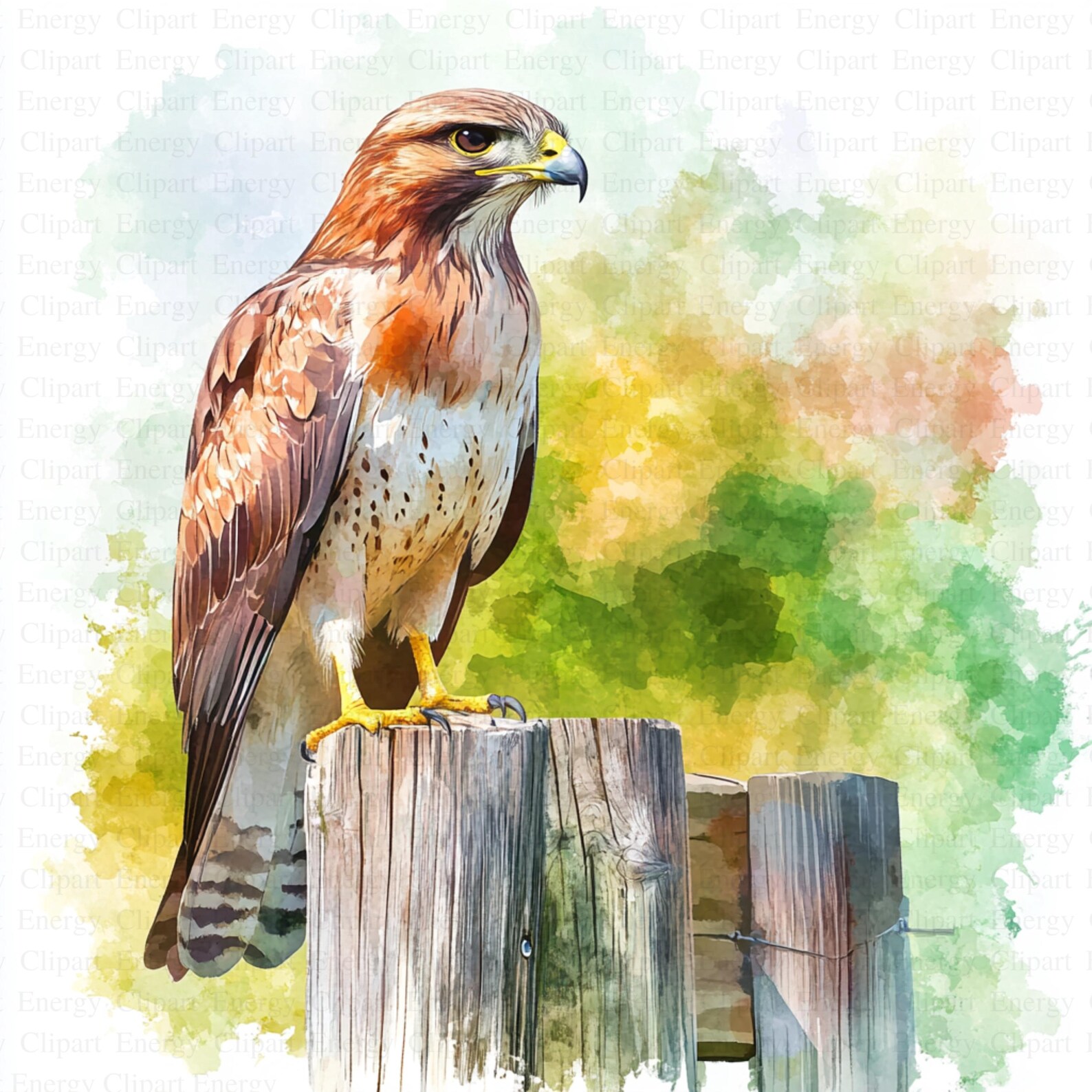 Buzzard on Fence Clipart | 5 High Quality Jpg's | Digital Download ...
