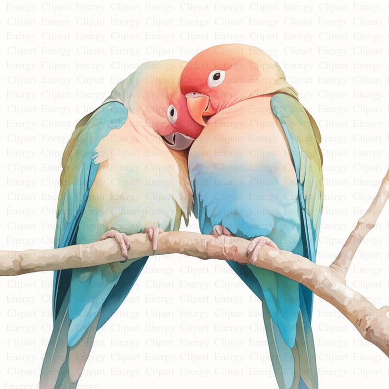 Watercolor Lovebirds Clipart | 5 High Quality Jpg's | Digital Download ...