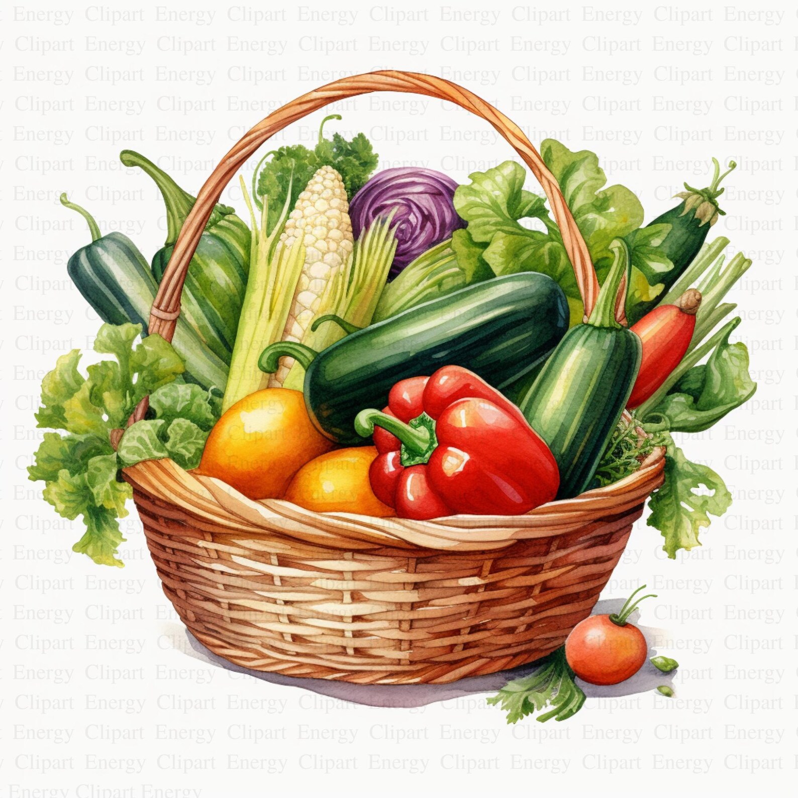 Vegetables Basket Clipart | 5 High Quality Jpgs | Digital Download ...