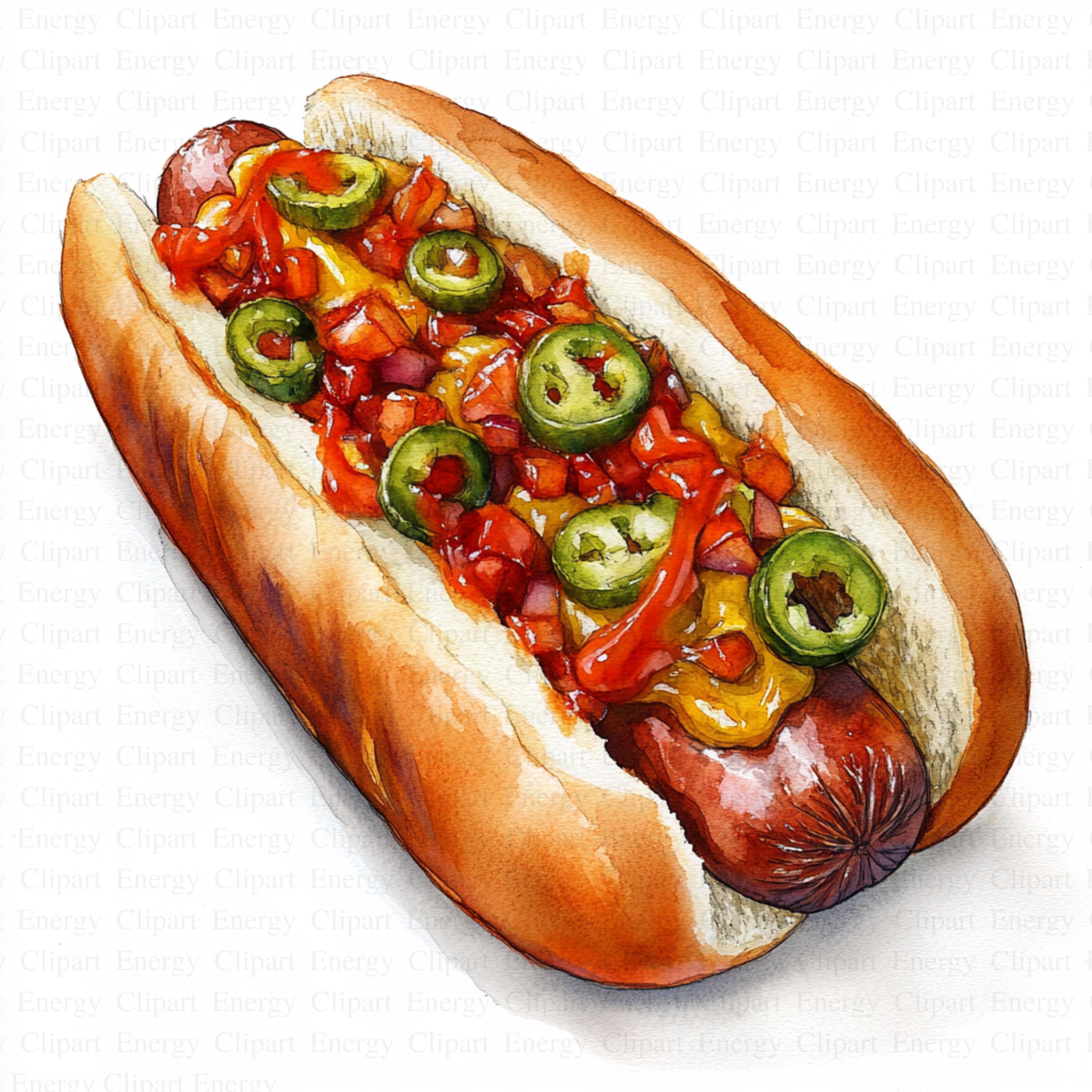 Chili Dog Clipart | 5 High Quality Jpg's | Digital Download | Chili Dog ...