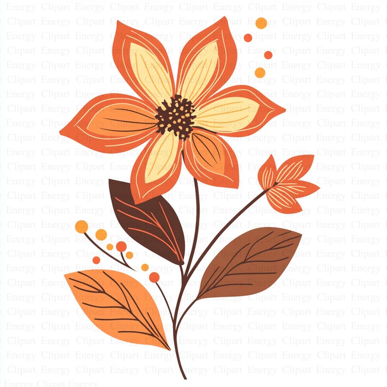 Autumn Flowers Clipart | 5 High Quality Jpg's | Digital Download ...