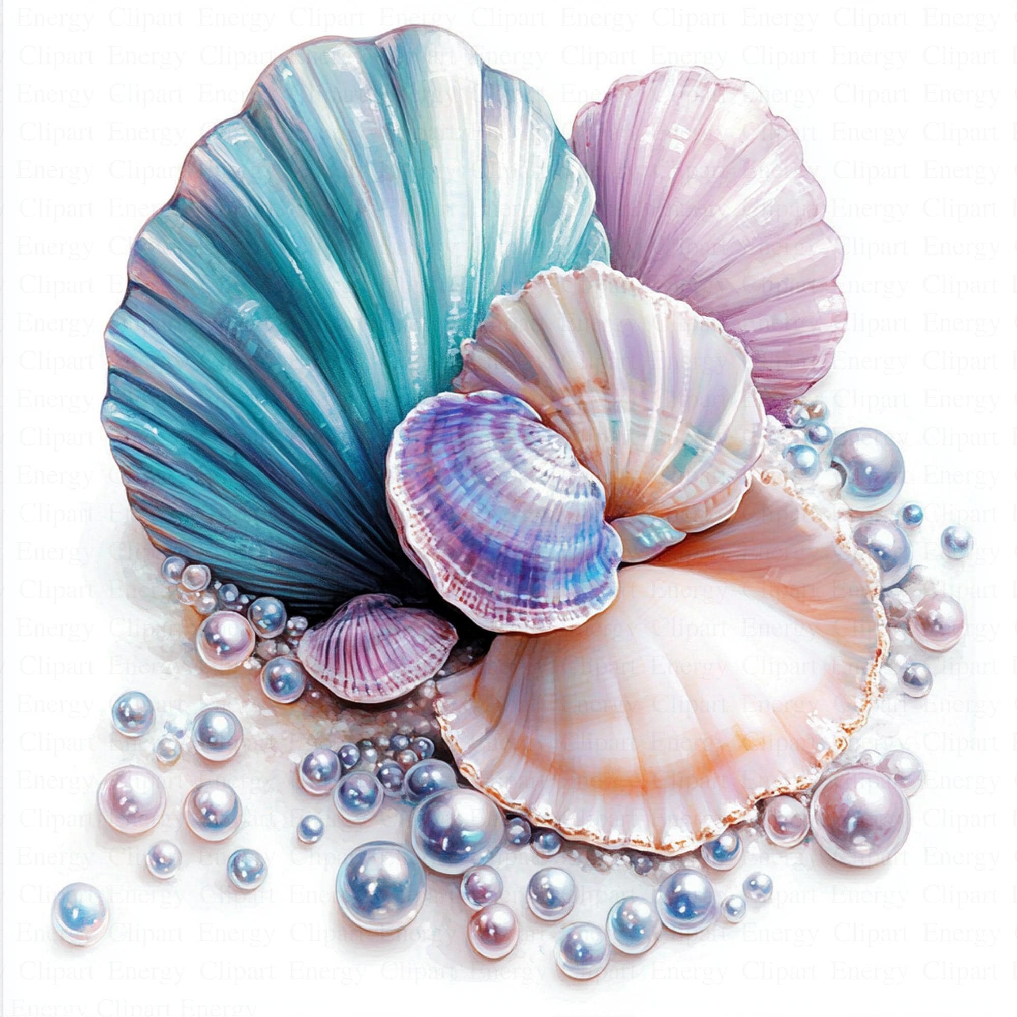 Seashells Pearls Clipart | 5 High Quality Jpgs | Digital Download | Art ...