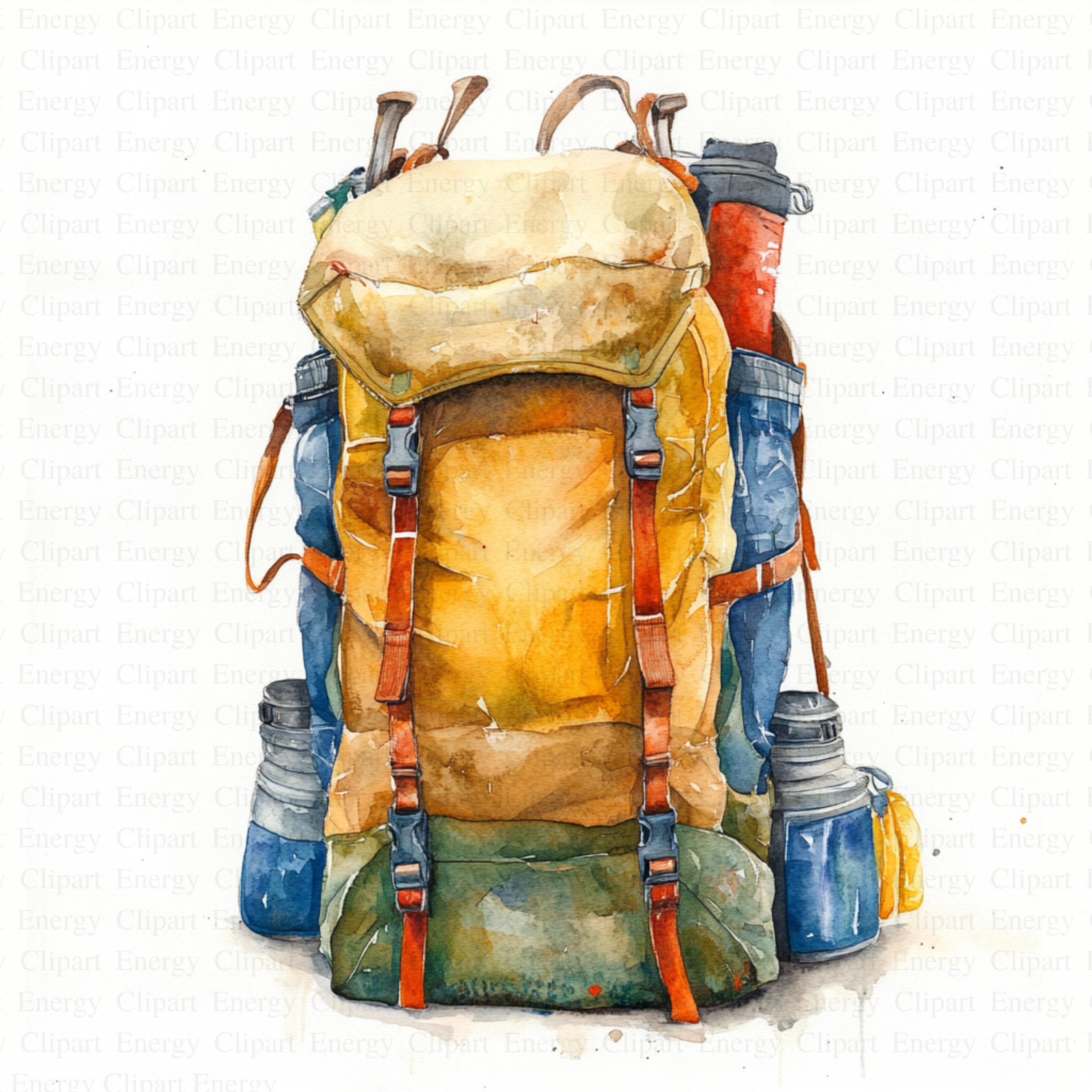 Watercolor Backpacking Clipart 5 High Quality Jpg's Digital Download ...