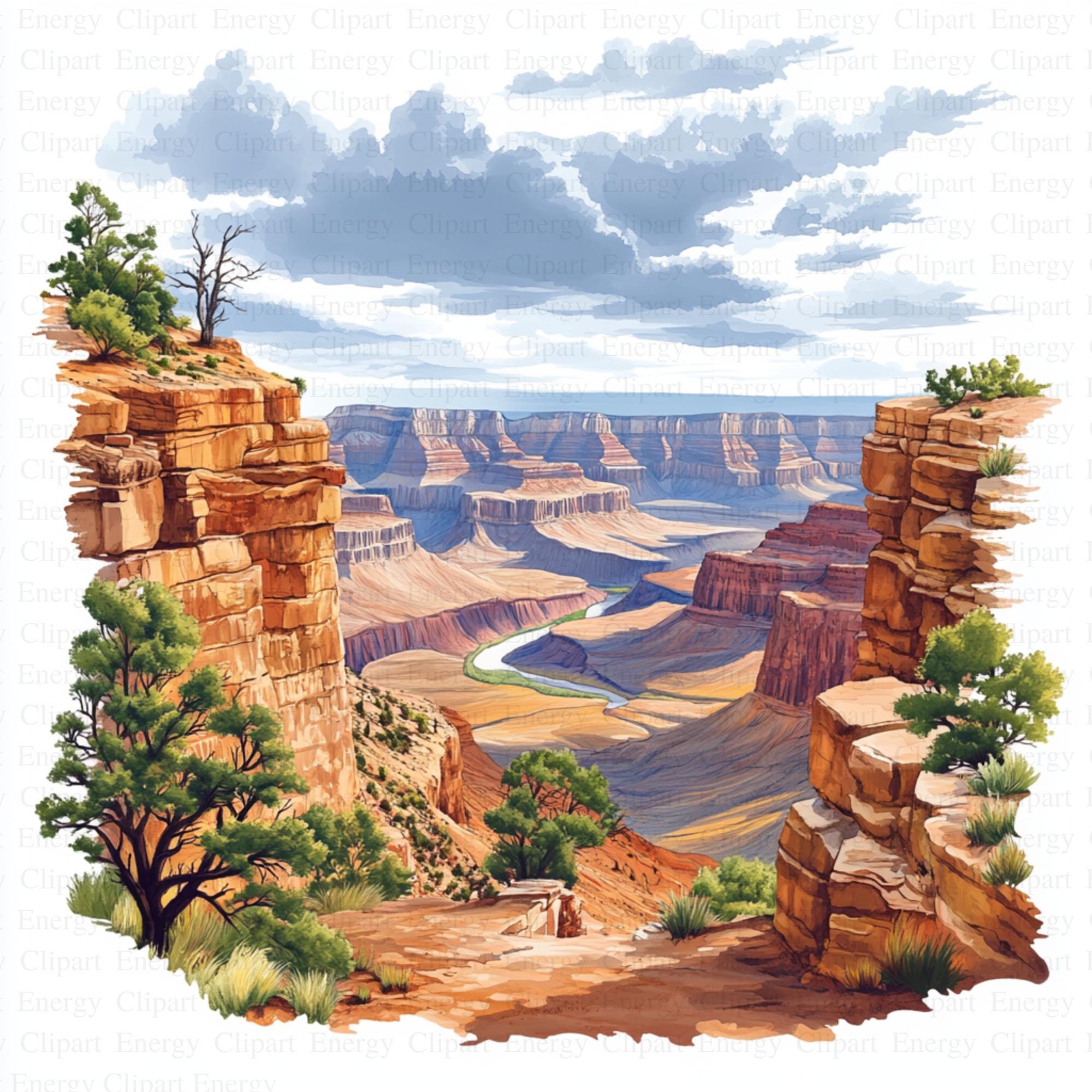 Grand Canyon Landscape Clipart | 5 High Quality Jpgs | Digital Download ...