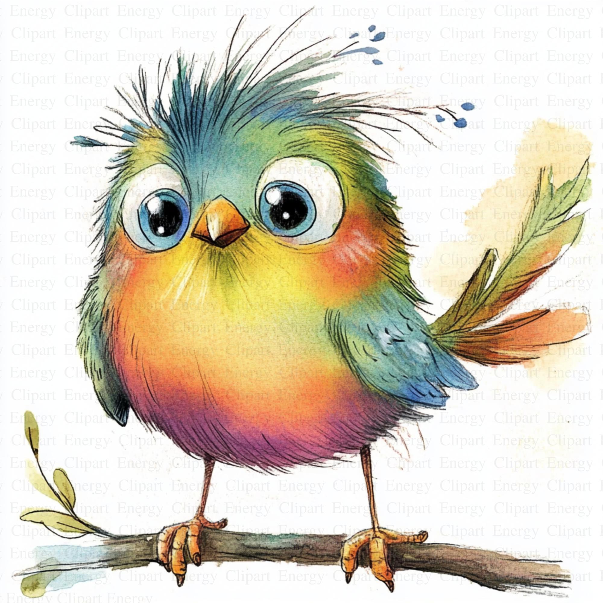 Whimsical Birds Clipart | 5 High Quality Jpgs | Digital Download ...