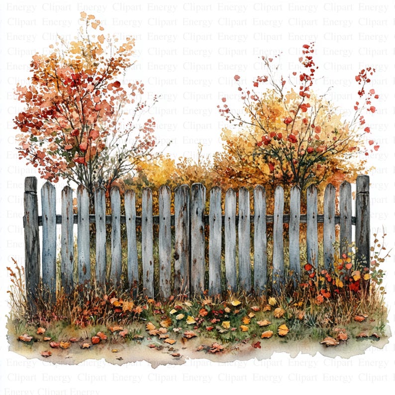 Autumn Fences Clipart | 5 High Quality Jpg's | Digital Download | Fall ...
