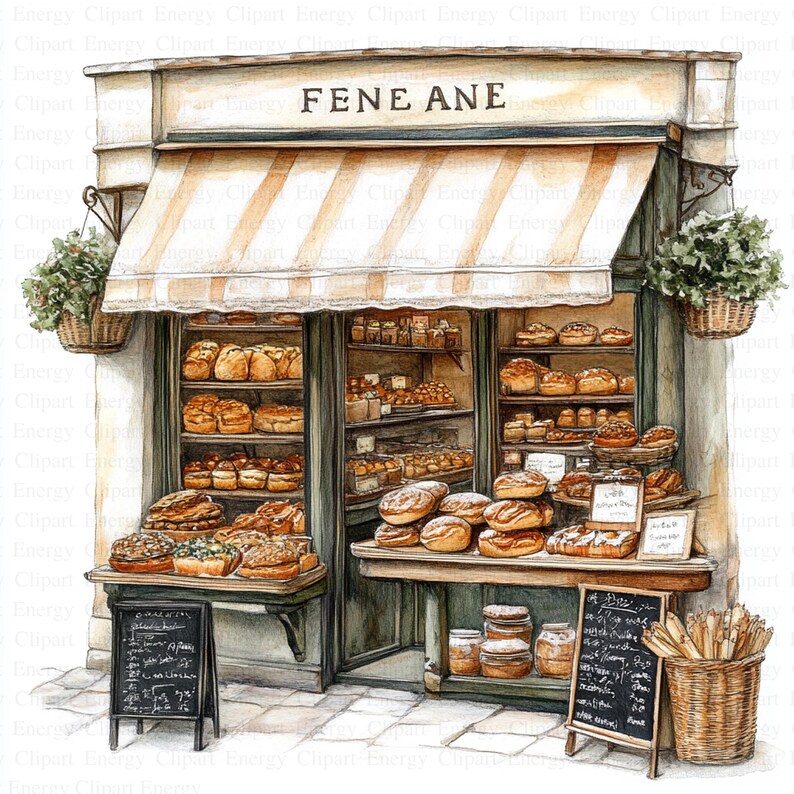 Watercolor French Bakery Clipart | 5 High Quality Jpg's | Digital ...