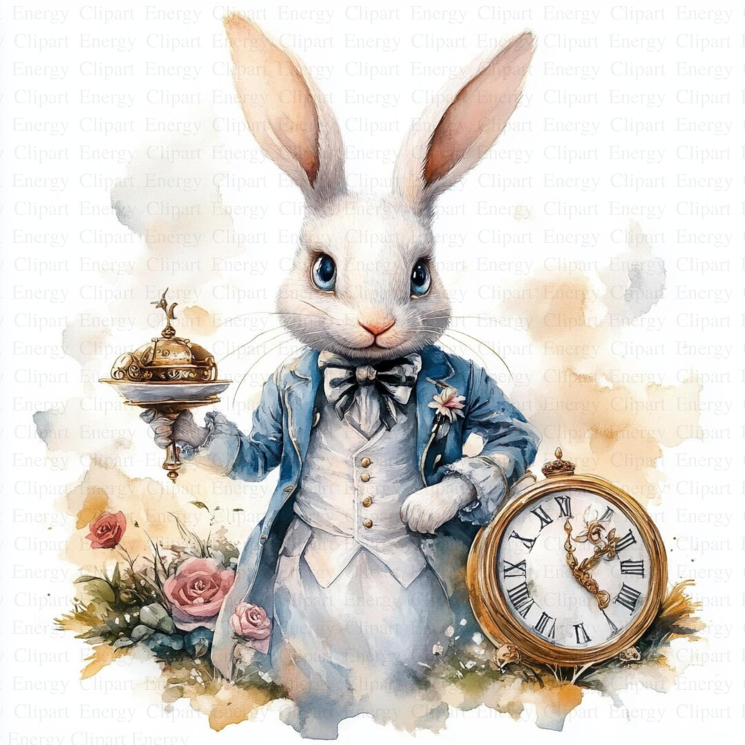 White Rabbit Clipart 5 High Quality Jpgs Digital Download Alice in ...