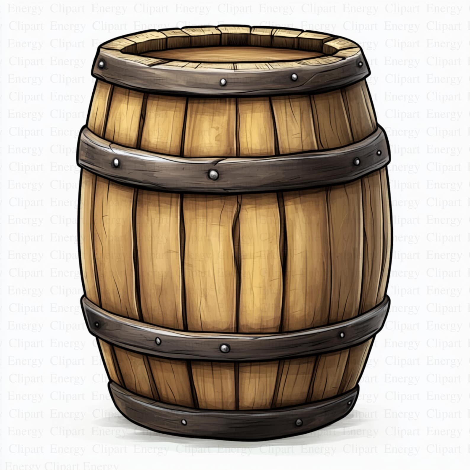 Rustic Wooden Barrels Clipart | 5 High Quality Jpg's | Digital Download ...