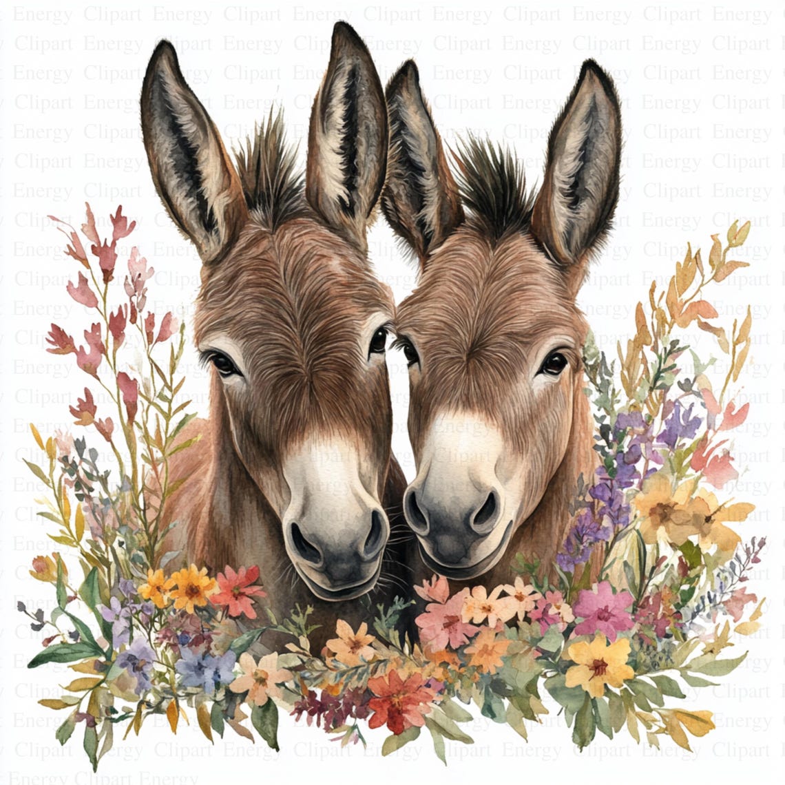 Floral Donkeys Clipart | 5 High Quality Jpg's | Digital Download ...