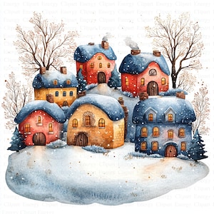 Christmas Card Clipart | 5 High Quality Jpgs | Digital Download | Art ...