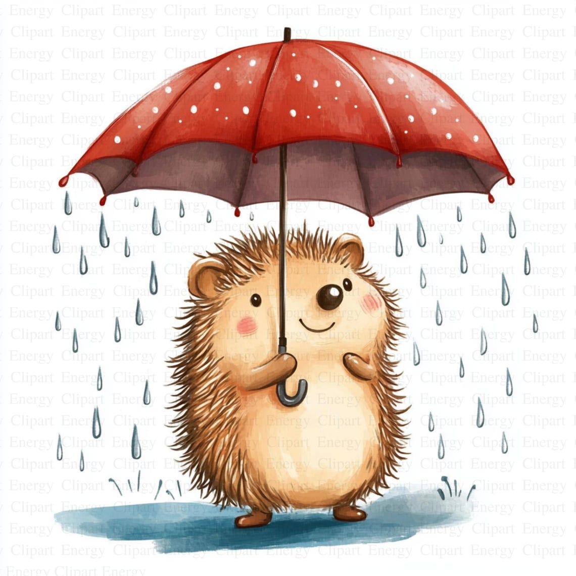 Hedgehog Rainy Clipart | 5 High Quality Jpgs | Digital Download ...