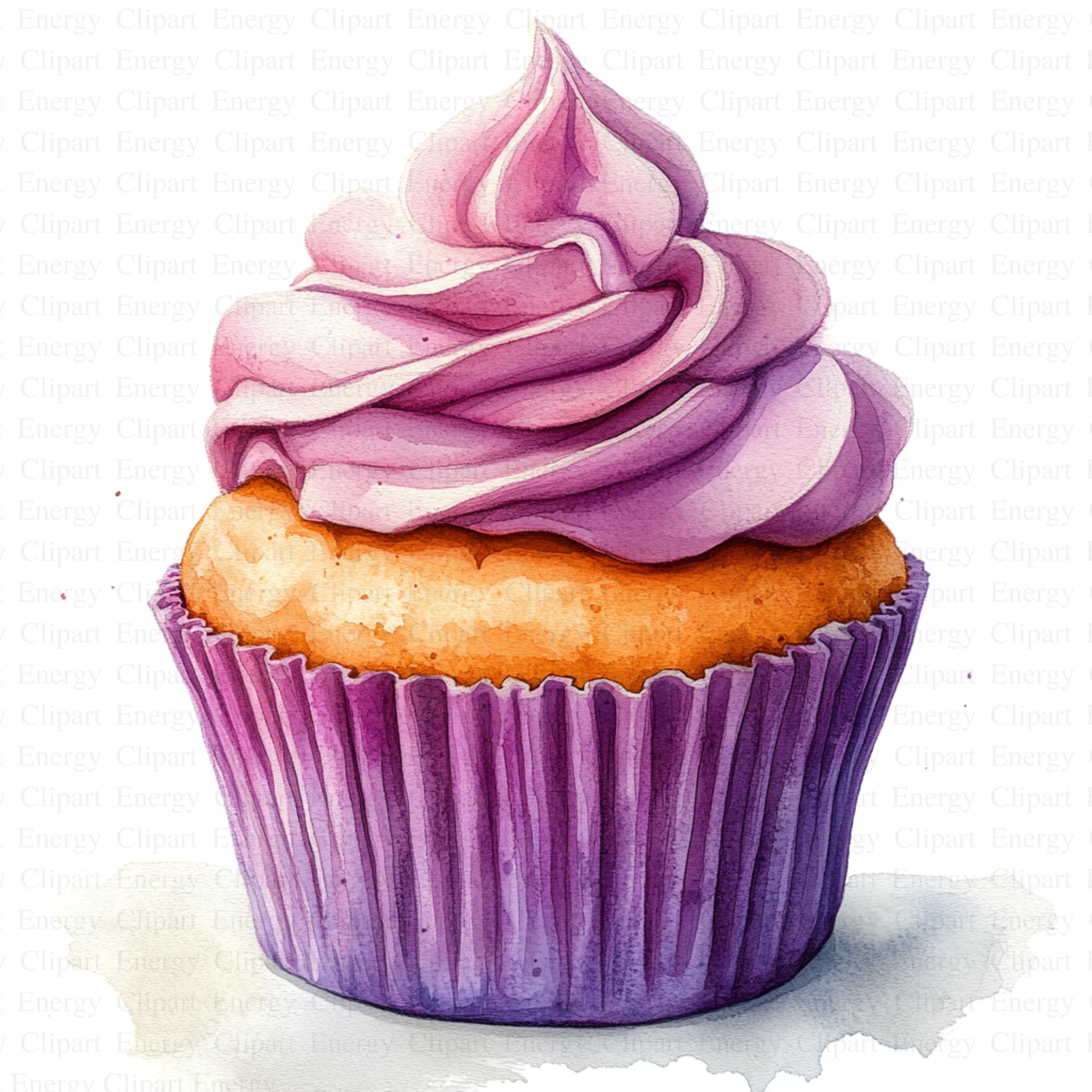 Watercolor Pastel Cupcakes Clipart | 5 High Quality Jpg's | Digital ...