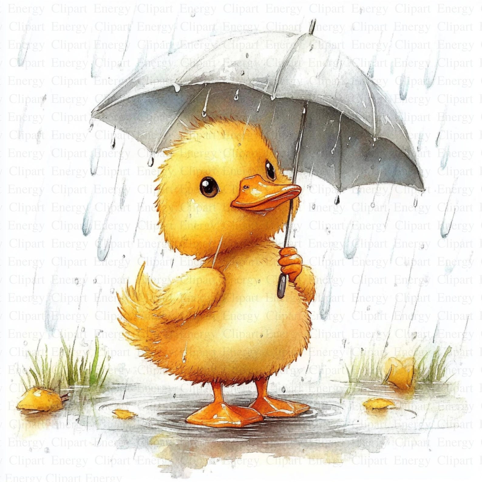 Duckling in Rain Clipart | 5 High Quality Jpgs | Digital Download ...