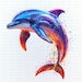 Watercolor Colorful Dolphins Clipart | 5 High Quality Jpg's | Digital ...
