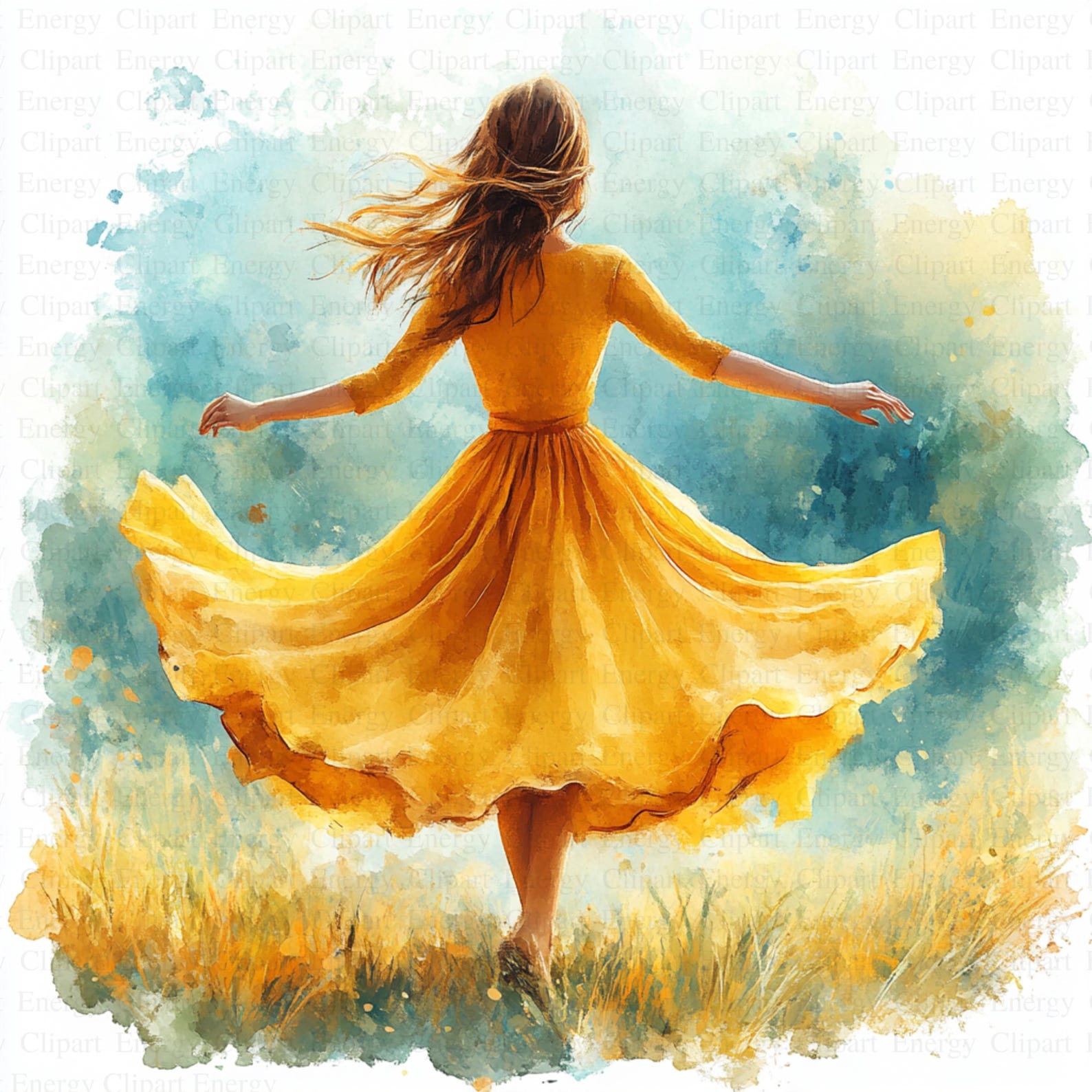 Watercolor Dancing Girl Sketches Clipart | 5 High Quality Jpg's ...