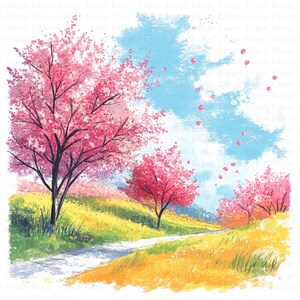 Spring Scenery Clipart 5 High Quality Jpg's Digital Download Landscape ...