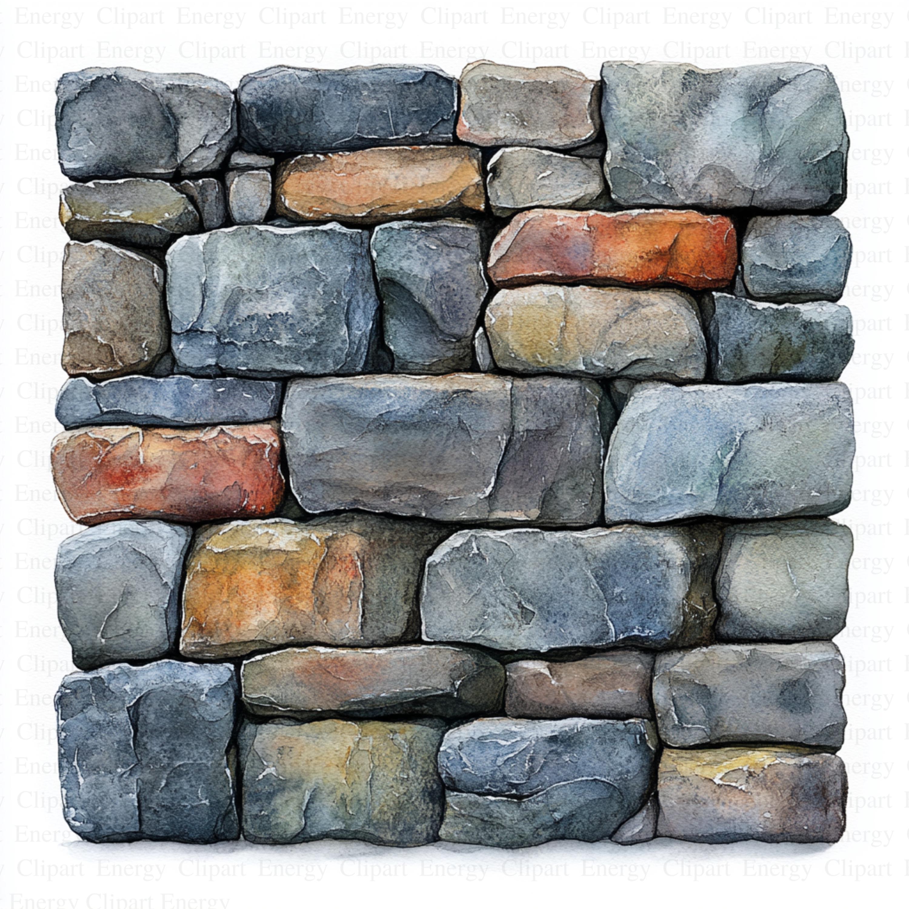 Stone Walls Clipart | 5 High Quality Jpg's | Digital Download | Rustic ...