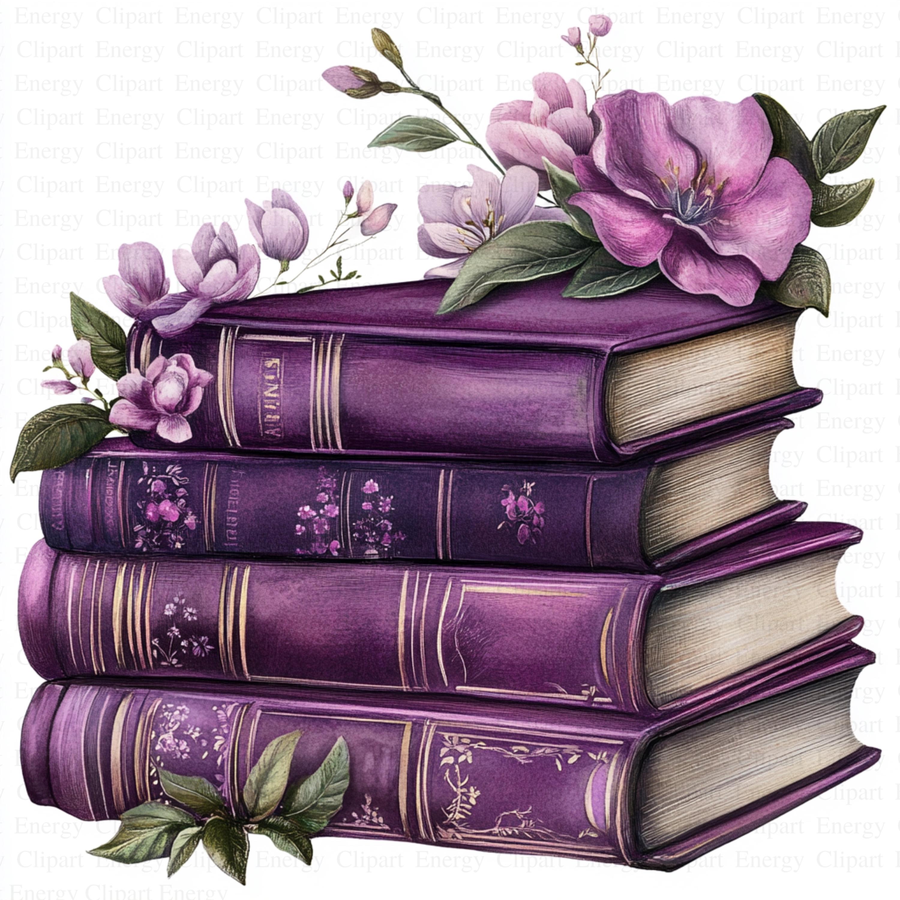 Watercolor Stack of Purple Books Clipart | 5 High Quality Jpg's ...
