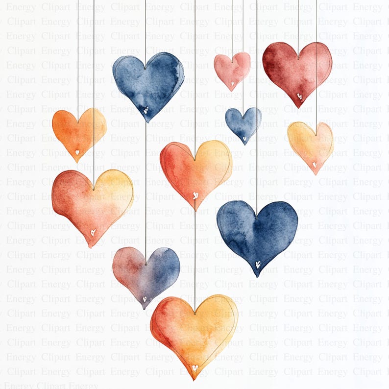 Hanging Hearts Clipart 5 High Quality Jpg's Digital Download Romantic ...