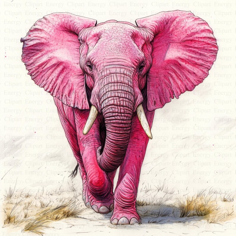 Pink Elephant Clipart | 5 High Quality Jpg's | Digital Download ...