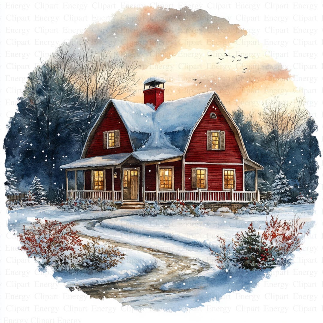 Christmas Farmhouse Clipart 5 High Quality Jpg's Digital Download ...