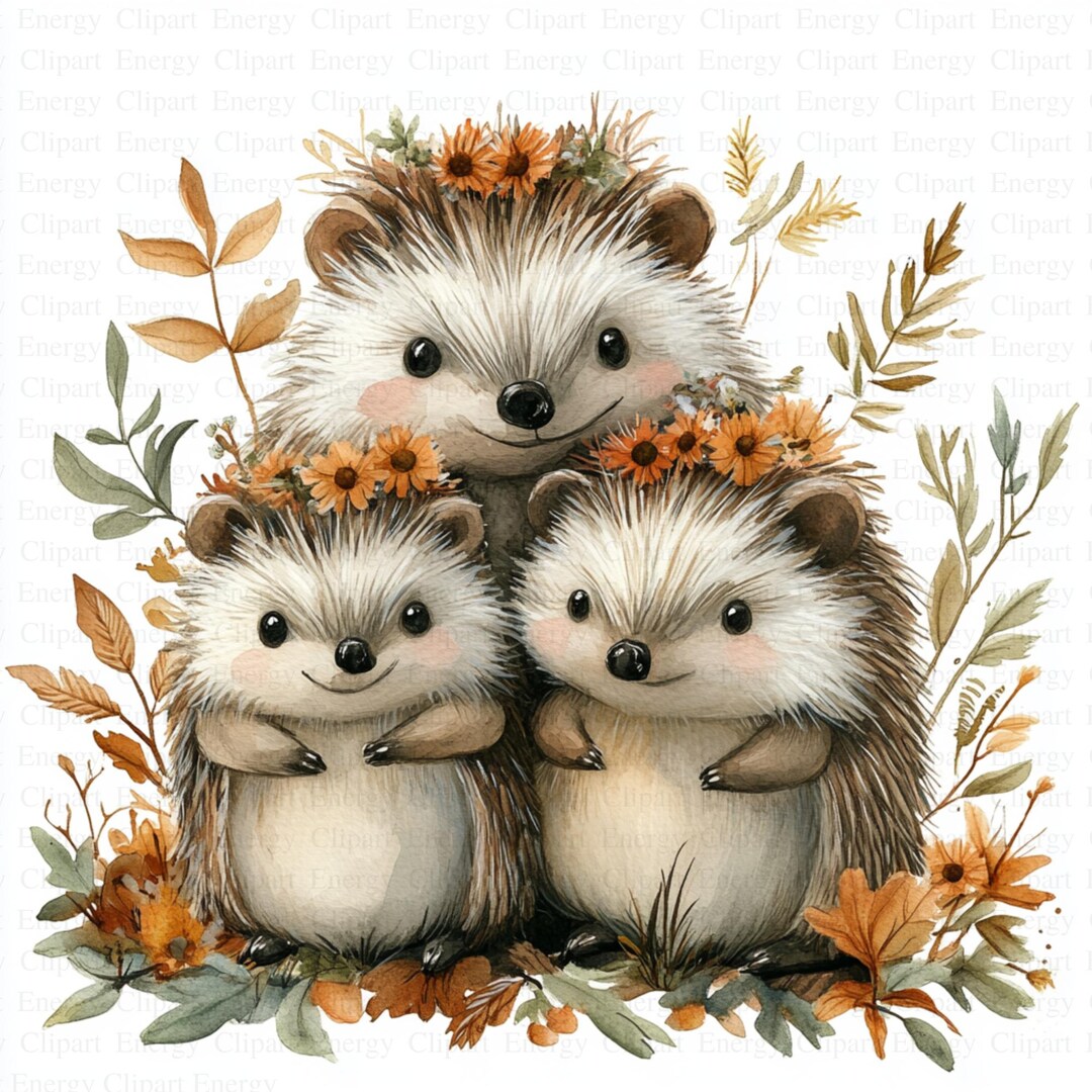 Hedgehog Family Cartoon Clipart | 5 High Quality Jpgs | Digital ...
