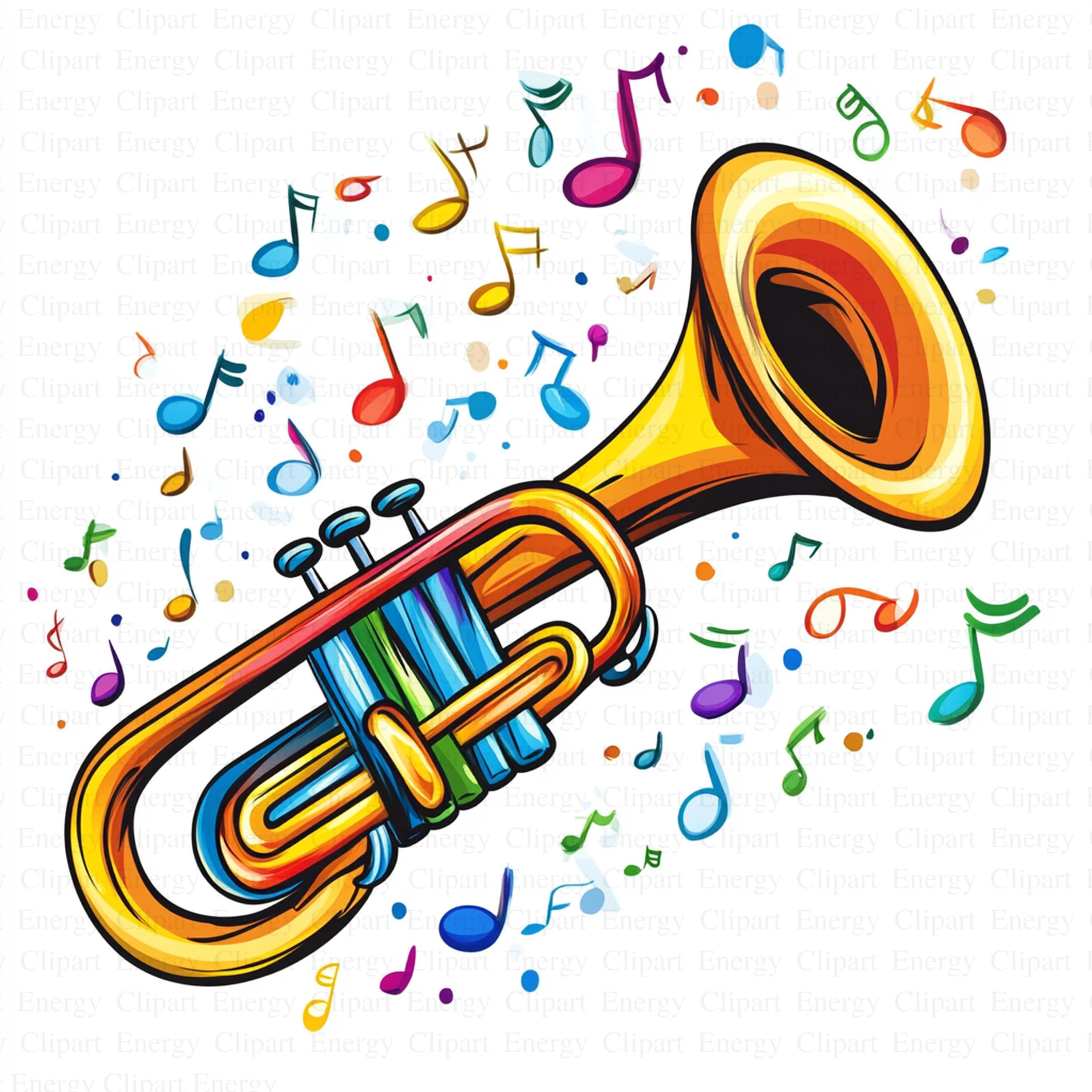 Trumpet Clipart | 5 High Quality Jpg's | Digital Download | Brass Music ...