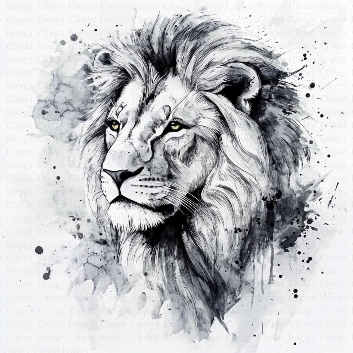 Lion Greyscale Clipart | 5 High Quality Jpg's | Digital Download | Wild ...