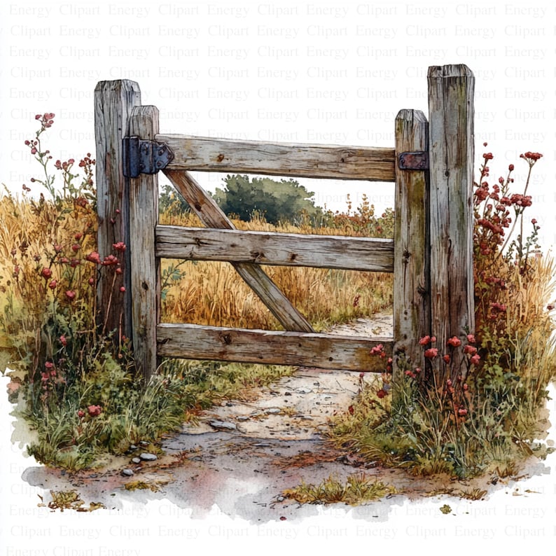Gates on Countryside Clipart | 5 High Quality Jpg's | Digital Download ...