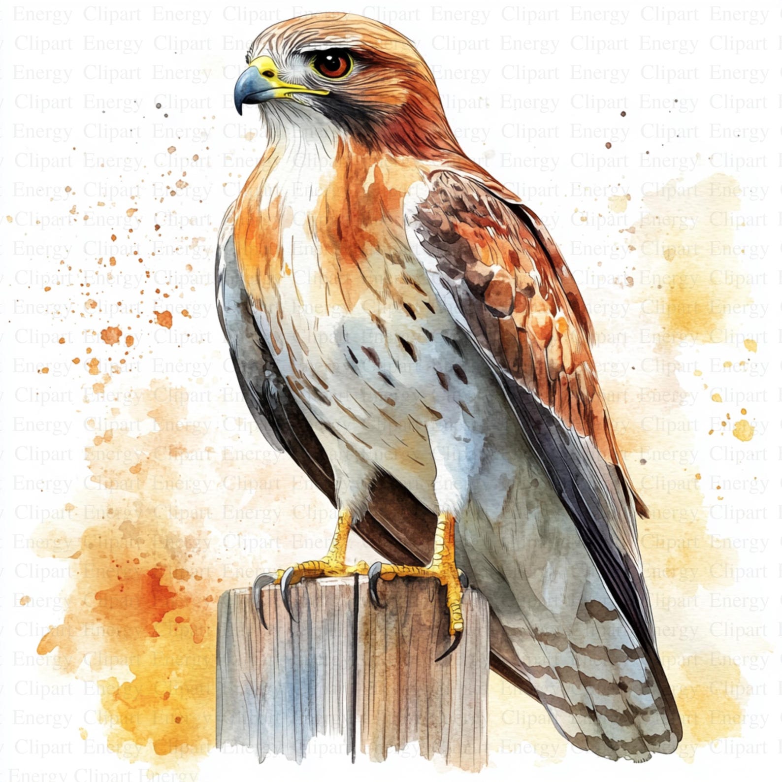 Buzzard on Fence Clipart 5 High Quality Jpg's Digital Download Wildlife ...