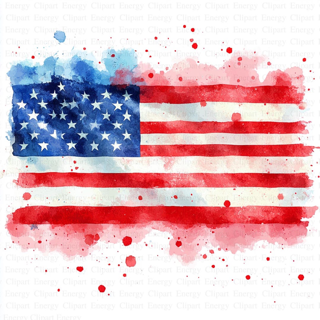 Watercolor American Flag Clipart | 5 High Quality Jpgs | Digital ...
