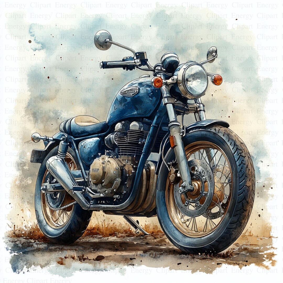 Watercolor Motorcycle Clipart | 5 High Quality Jpg's | Digital Download ...