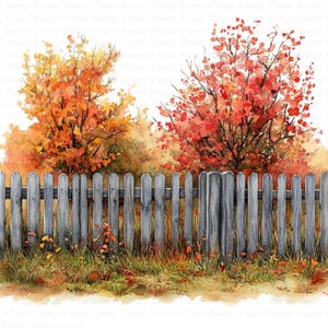 Autumn Fences Clipart | 5 High Quality Jpgs | Digital Download | Fall ...