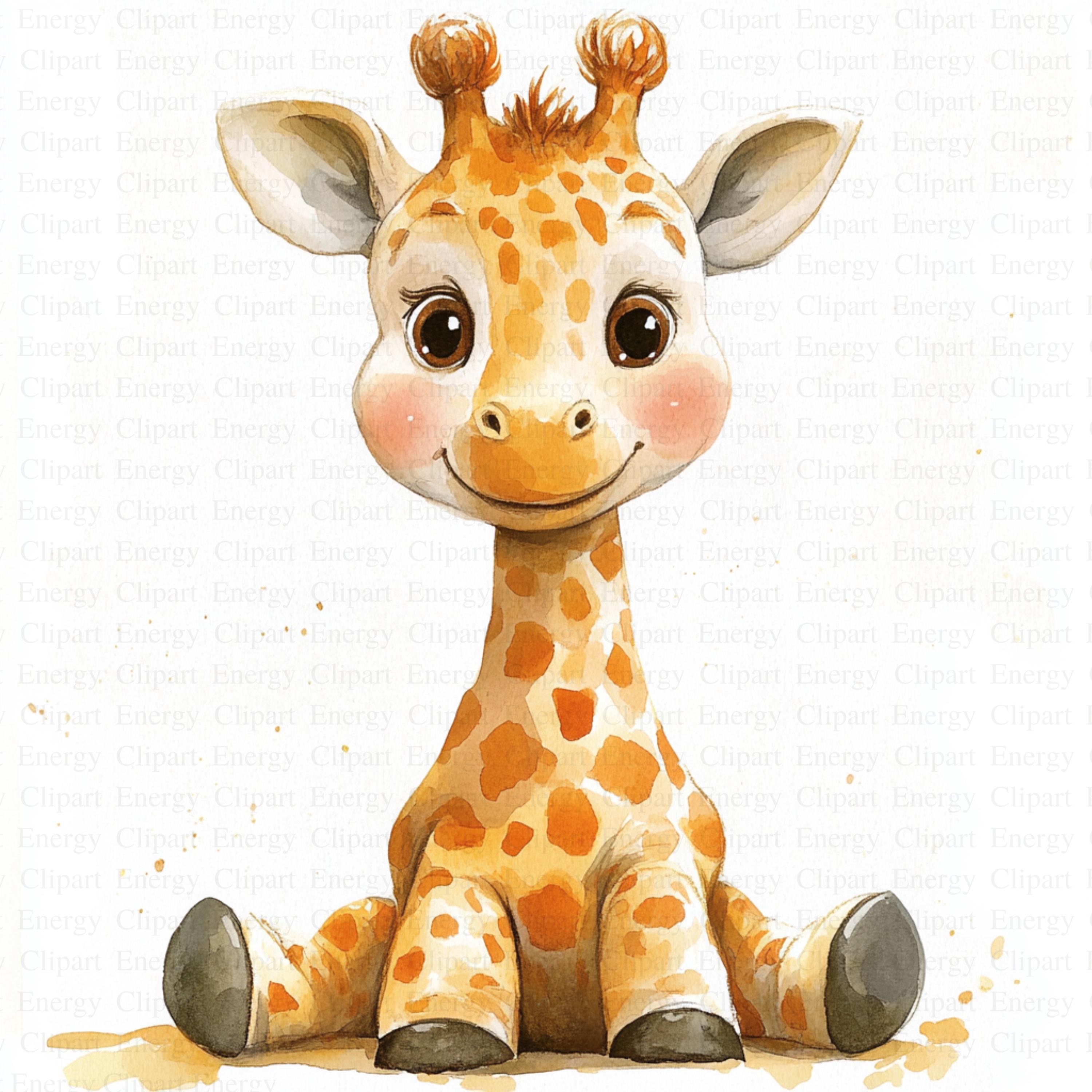 Cute Giraffe Clipart | 5 High Quality Jpg's | Digital Download | Cute ...