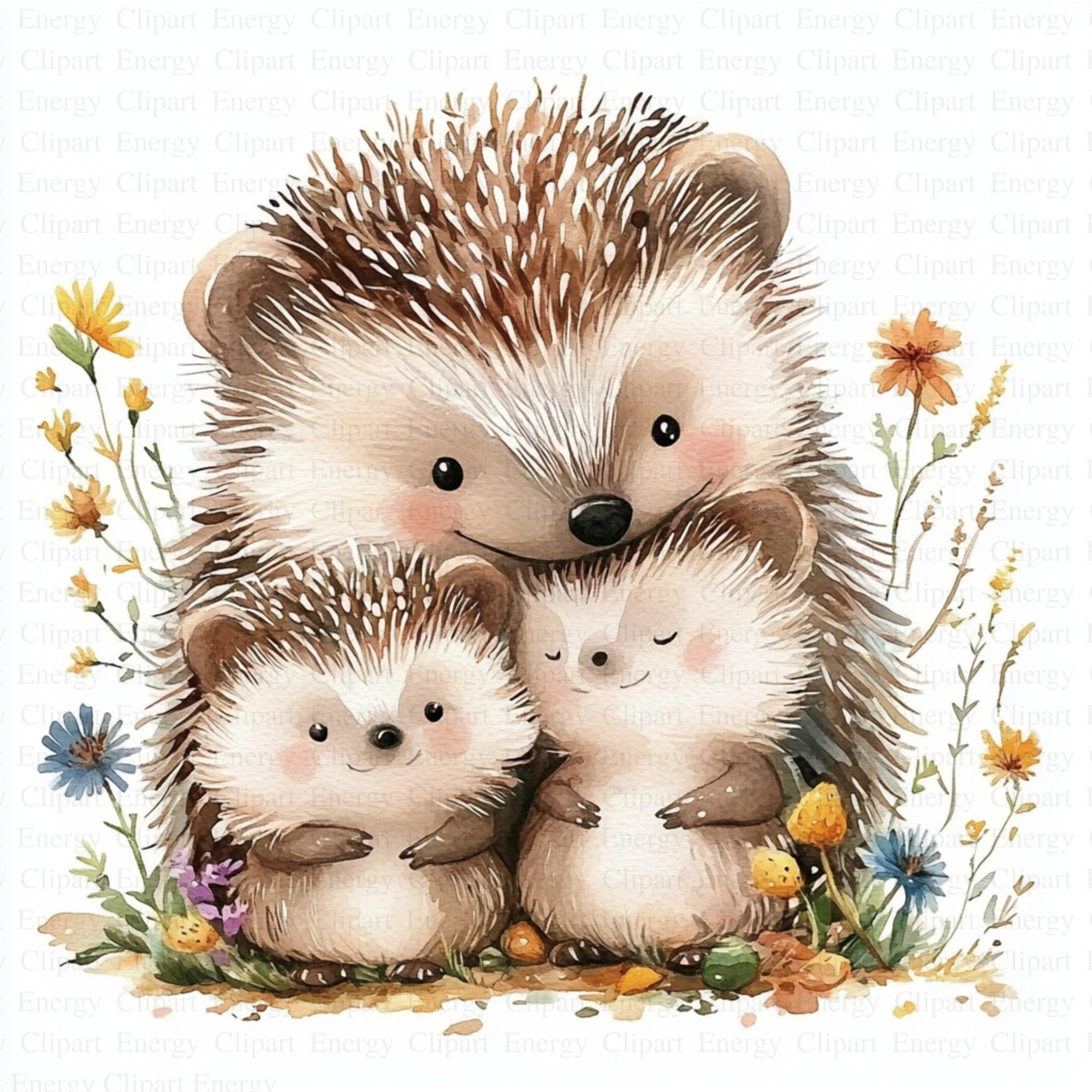 Hedgehog Family Cartoon Clipart | 5 High Quality Jpgs | Digital ...