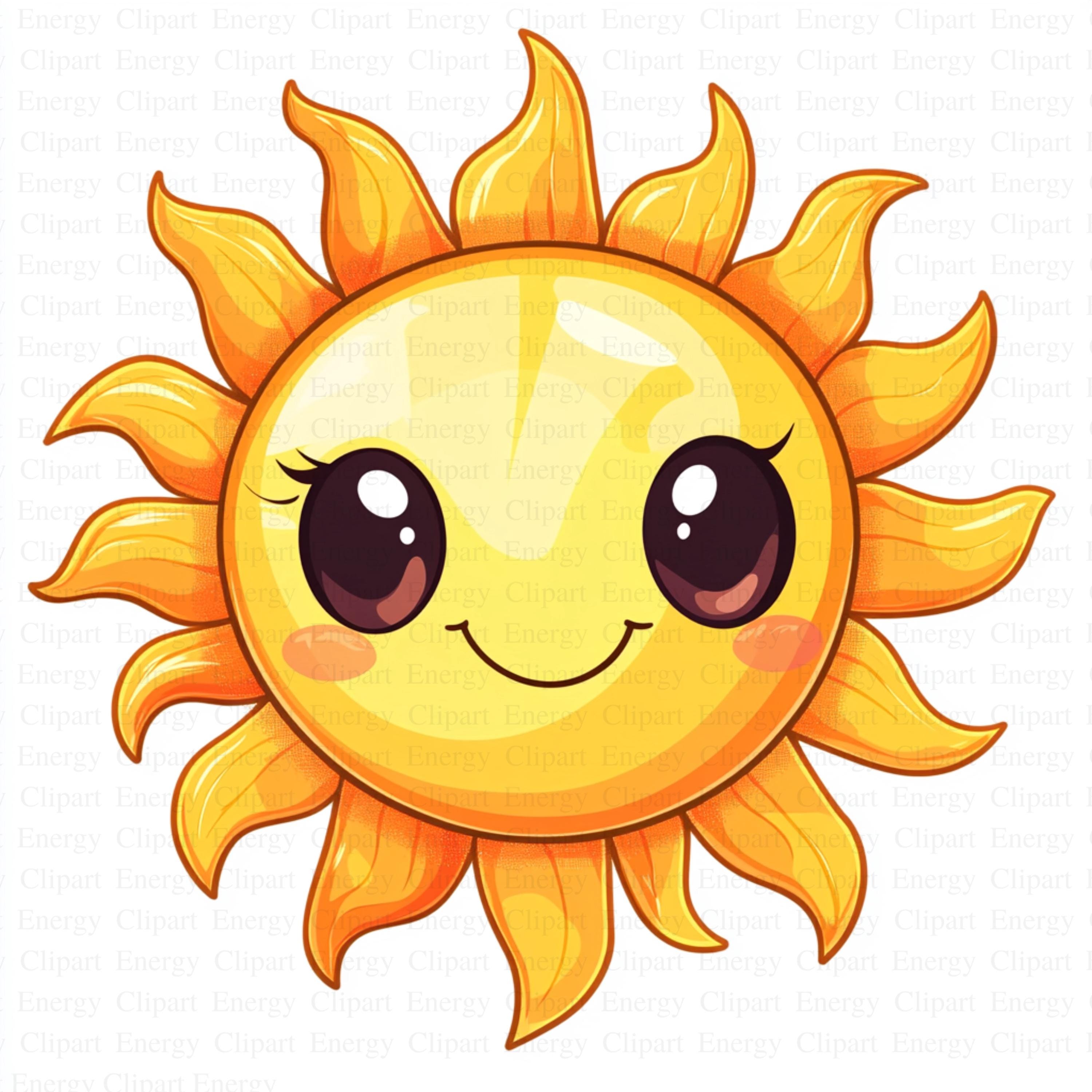 Cute Sun Clipart | 5 High Quality Jpg's | Digital Download | Whimsical ...