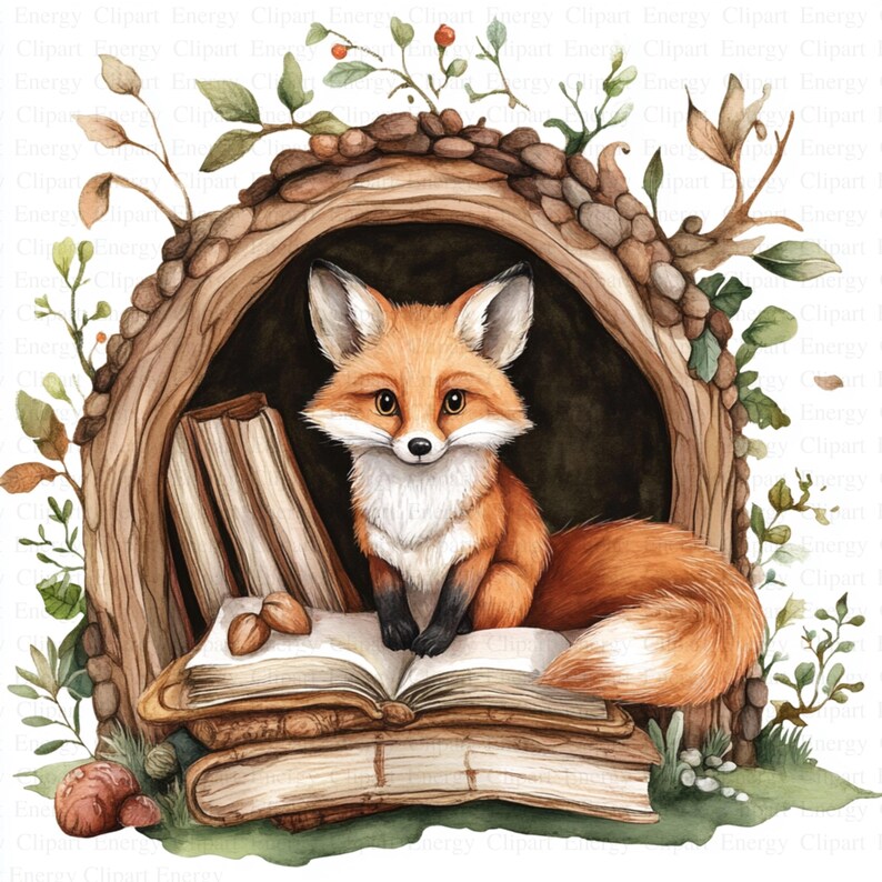 Fox in the Den Clipart | 5 High Quality Jpg's | Digital Download ...