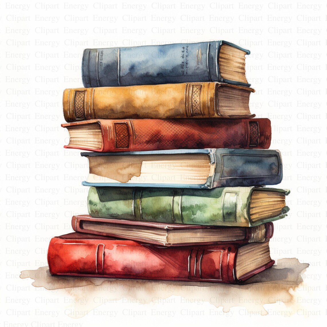 Watercolor Library Books Clipart | 5 High Quality Jpg's | Digital ...