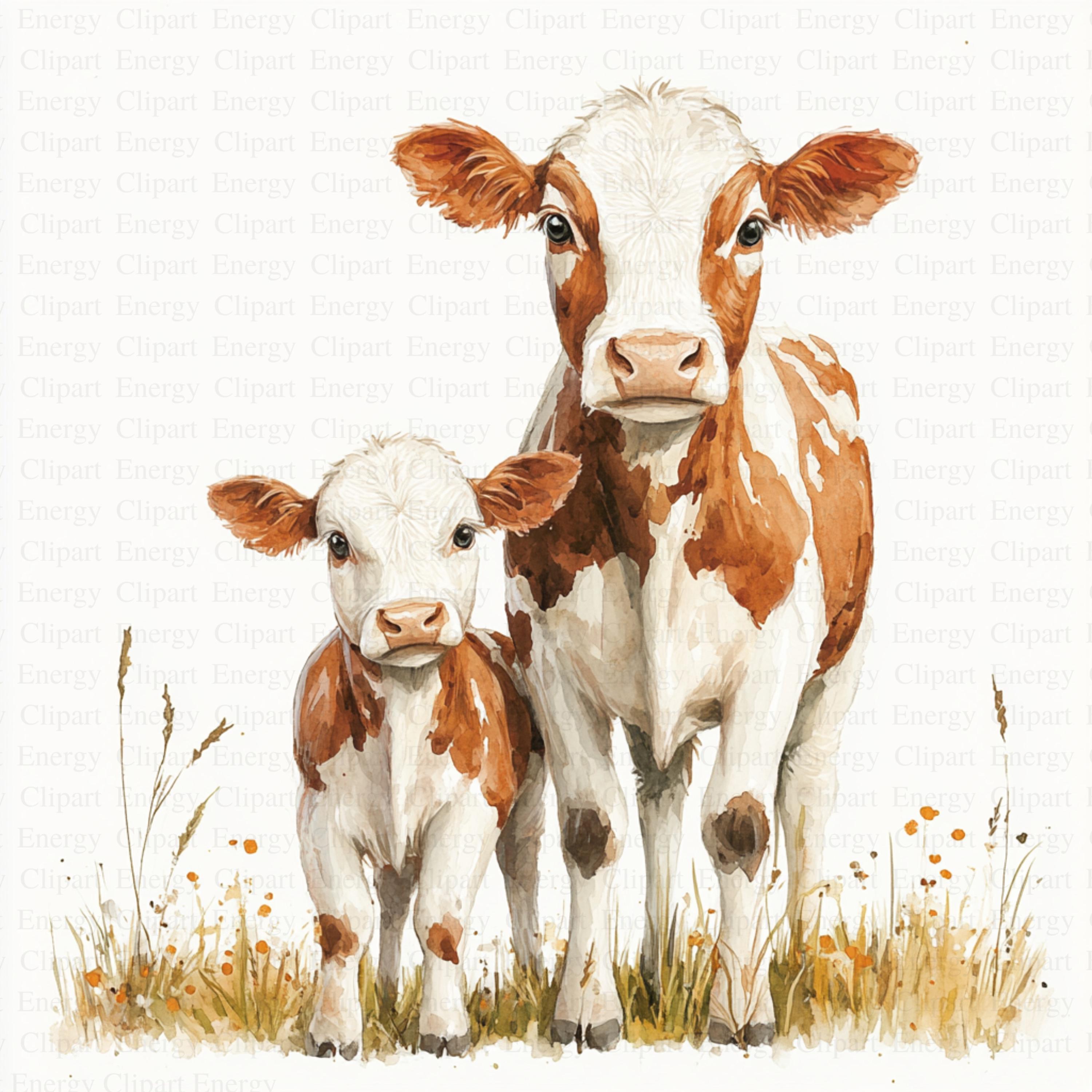 Cow & Calf Clipart | 5 High Quality Jpg's | Digital Download | Farm ...