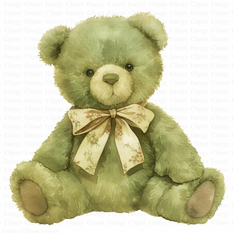 Green Teddy Bear Clipart 5 High Quality Jpg's Digital Download Plush ...