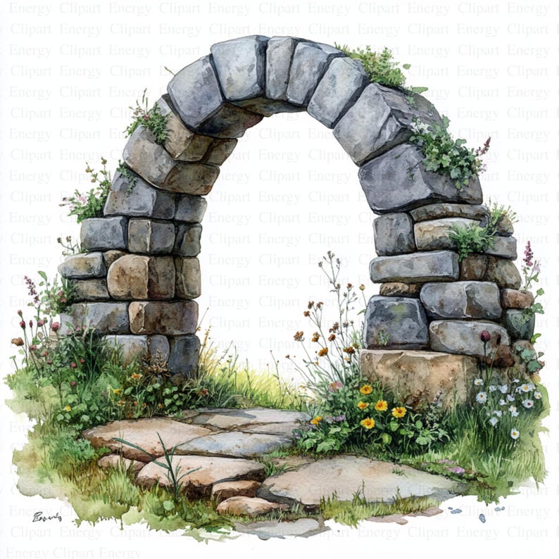 Stone Arch on Countryside Clipart | 5 High Quality Jpgs | Digital ...