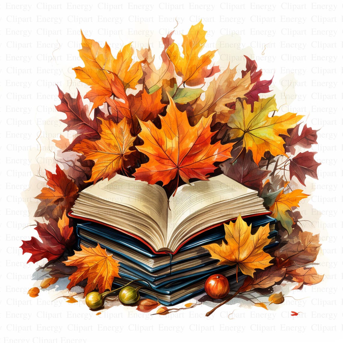 Autumn Book Clipart | 5 High Quality Jpg's | Digital Download | Cozy ...