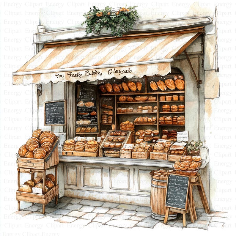 Watercolor French Bakery Clipart | 5 High Quality Jpg's | Digital ...