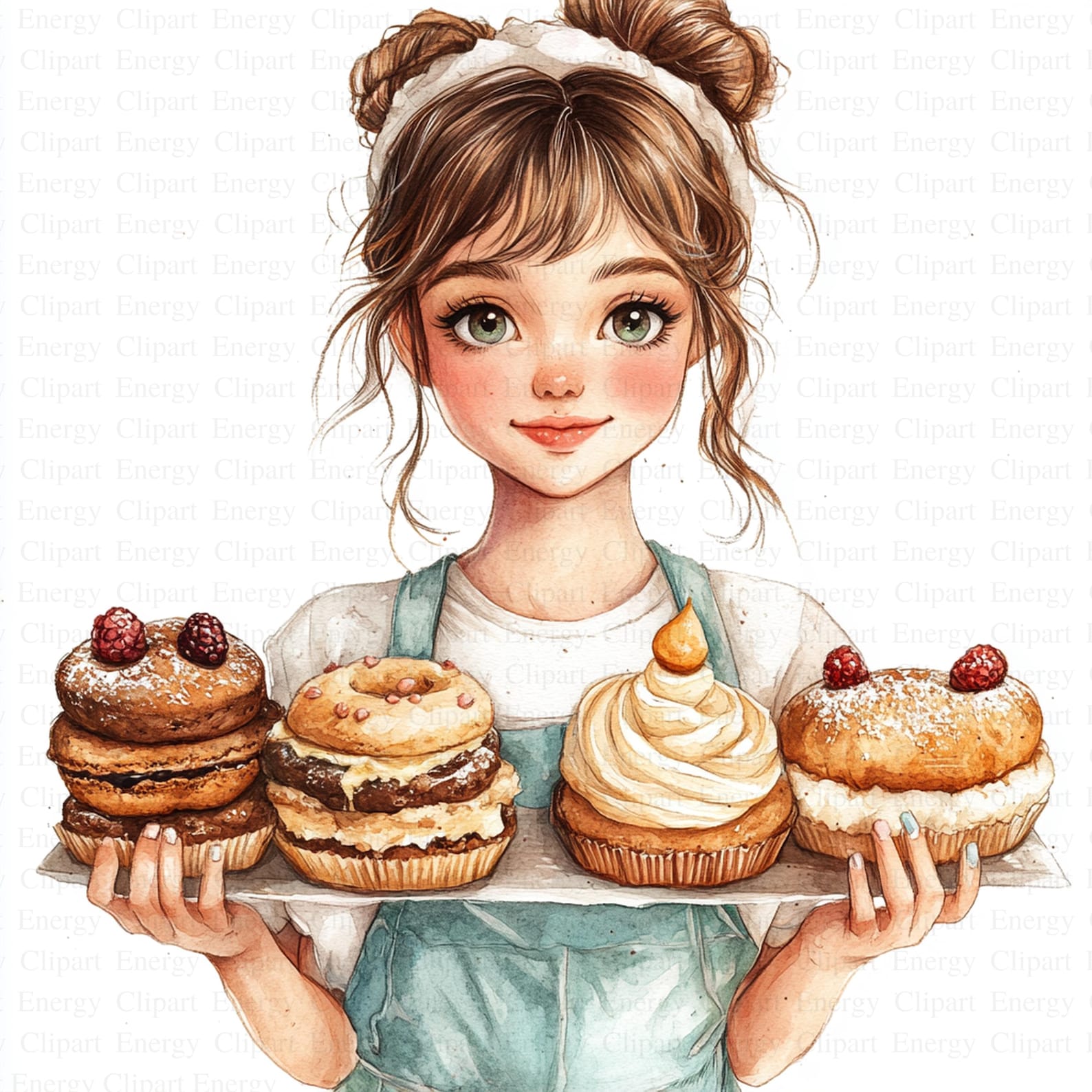 Bakery Girl Clipart | 5 High Quality Jpg's | Digital Download | Cute ...