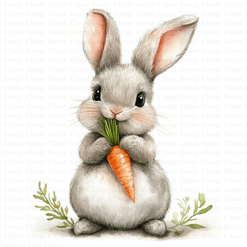 Bunny With Carrot Clipart | 5 High Quality Jpgs | Digital Download ...