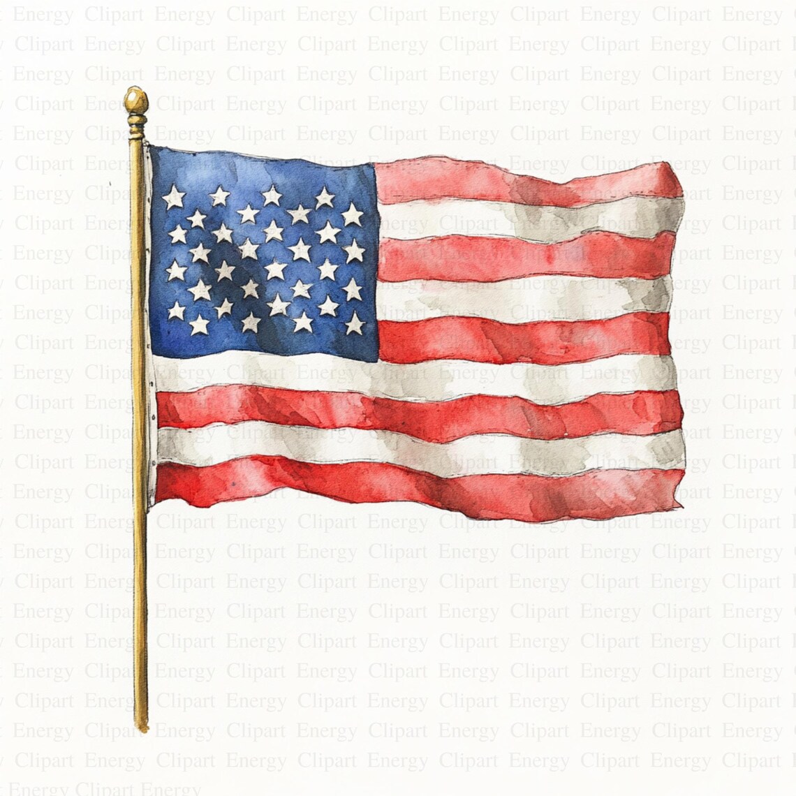 Watercolor American Flag Clipart | 5 High Quality Jpgs | Digital ...